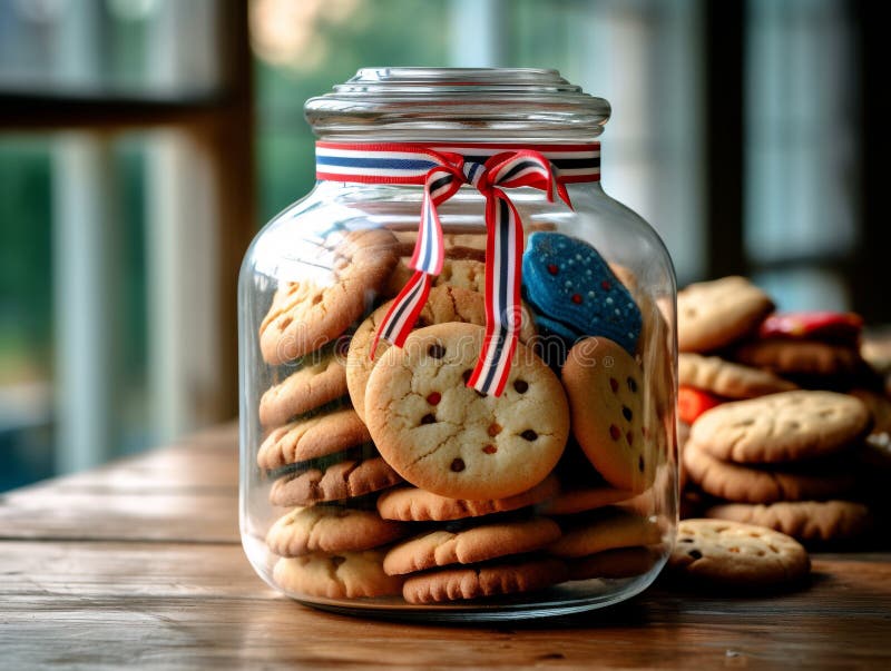 Various Types of Biscuits are Kept in Transparent Glass Jars on the ...