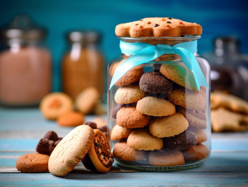 Various Types of Biscuits are Kept in Transparent Glass Jars on the ...