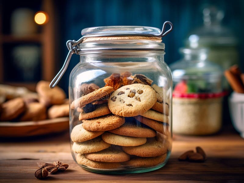 Various Types of Biscuits are Kept in Transparent Glass Jars on the ...