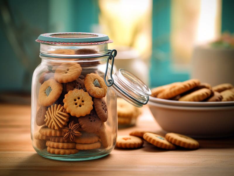 Various Types of Biscuits are Kept in Transparent Glass Jars on the ...