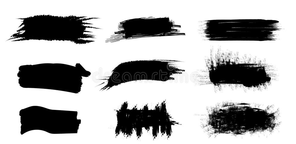 Various Types of Black Paint Strokes Arranged in a Grid Pattern ...