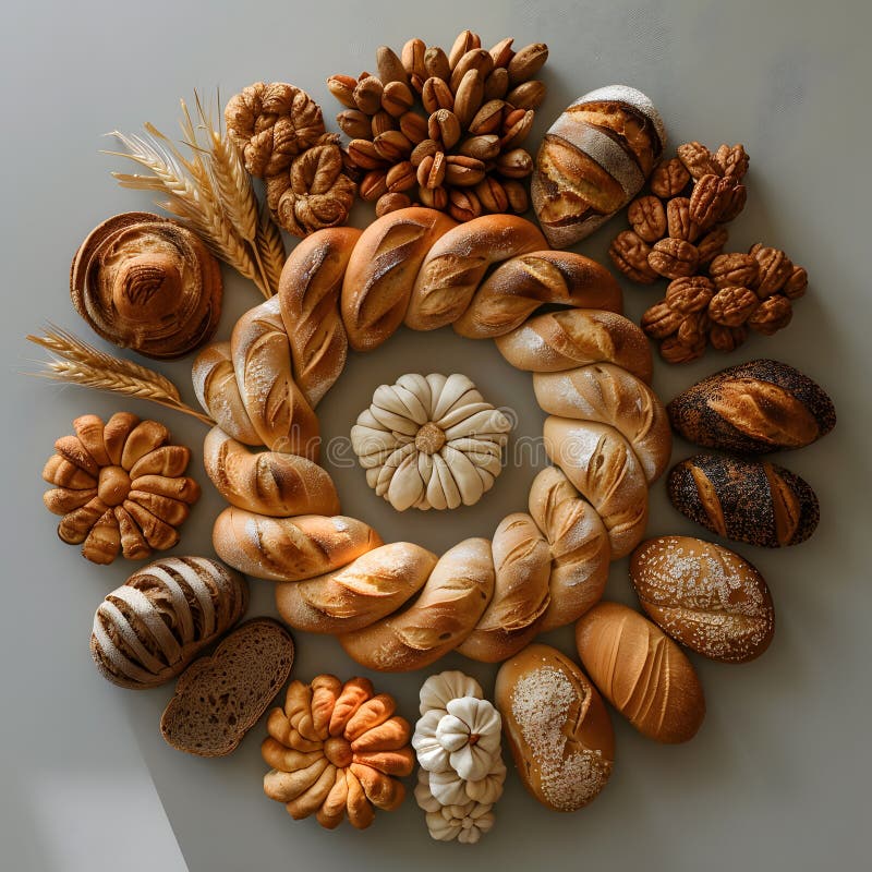 Various Types of Bread Encircle Each Other in a Display of Culinary ...