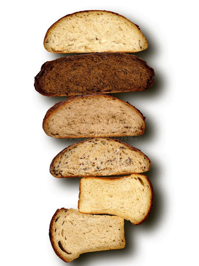 Various Types of Bread Loaves are Stacked Neatly on Top of Each Other ...