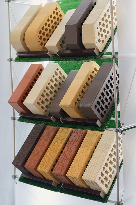 Various Types of Building Hollow Red Bricks. Samples for Sale at Store ...
