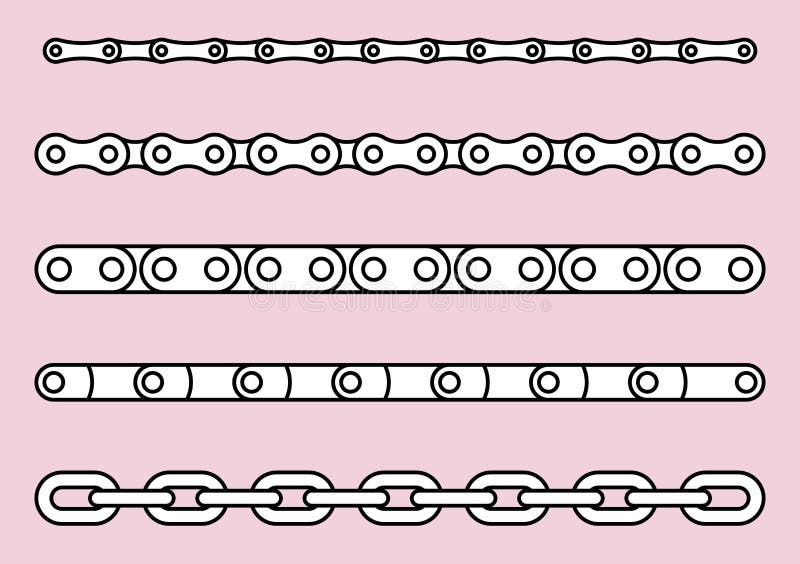 Various Types of Chains. Thin Line Vector Stock Vector - Illustration ...