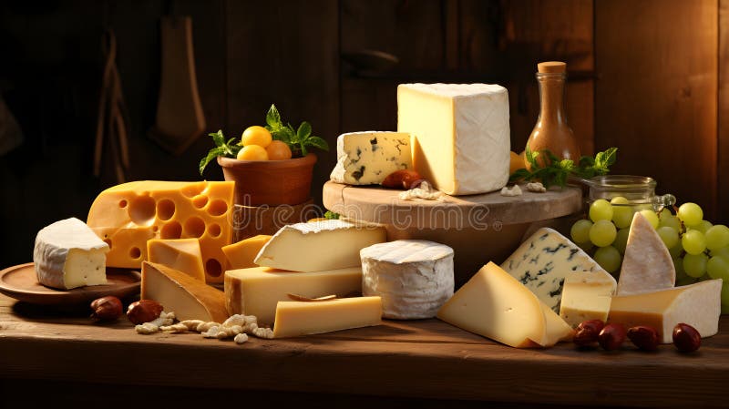 Various Types of Cheese Arranged Artfully - AI Generated Stock ...