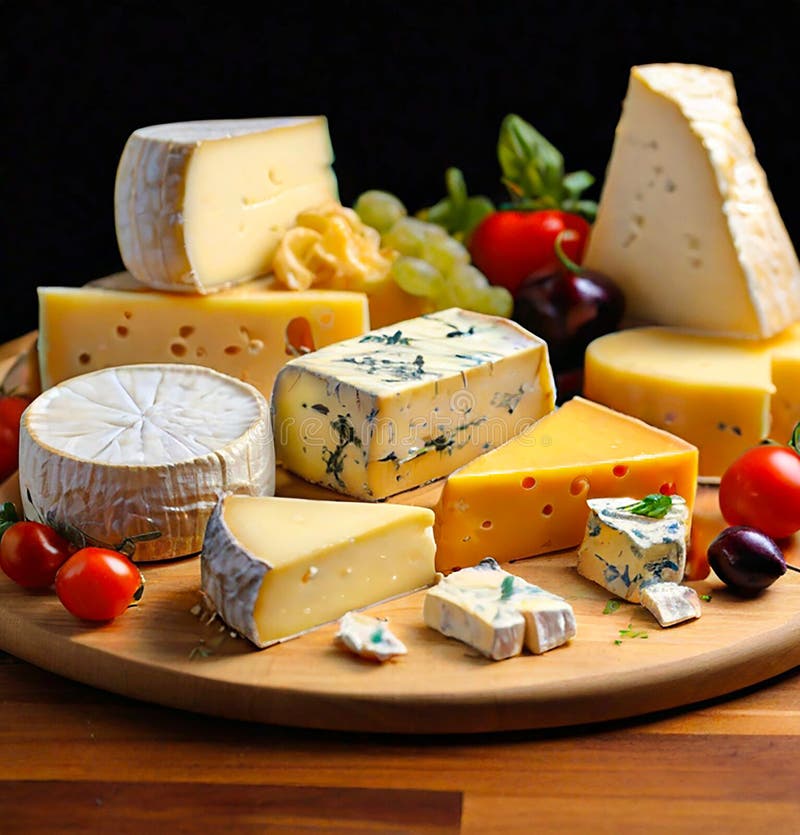 Various Types of Cheese. Generative Ai Stock Illustration ...