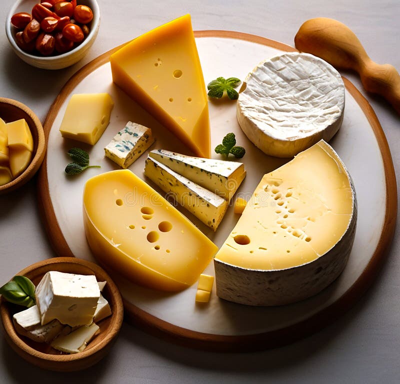 Various Types of Cheese. Generative Ai Stock Illustration ...