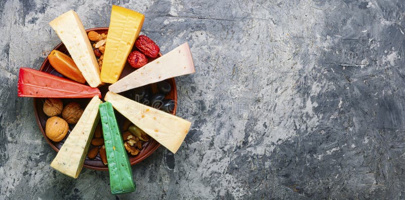 Tasting cheese on plate stock photo. Image of copy, cheese - 169657942