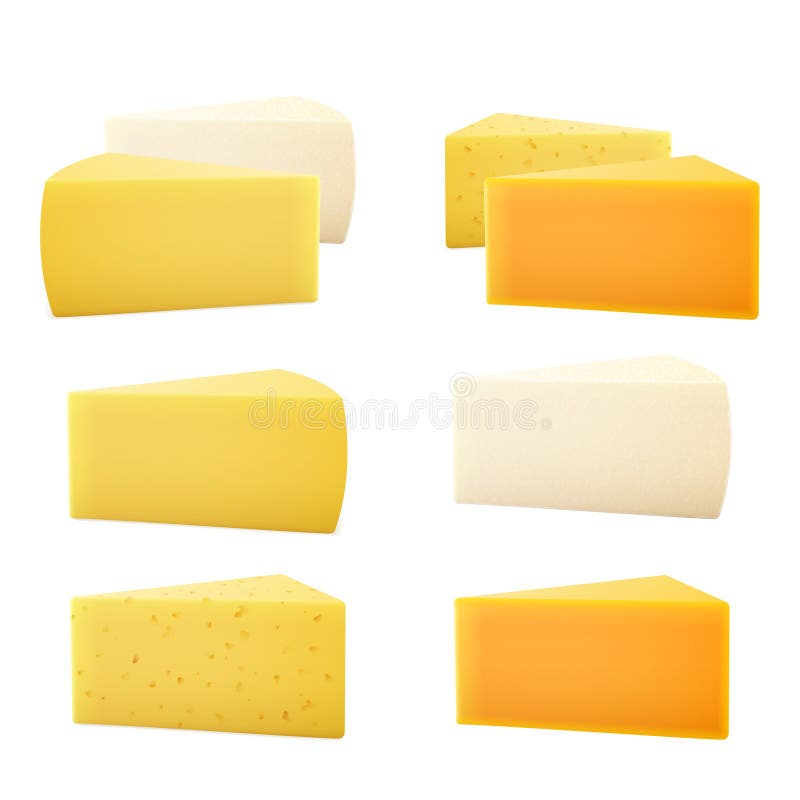 A Set of Cheese Slices.Cheese of Various Shapes Stock Illustration ...