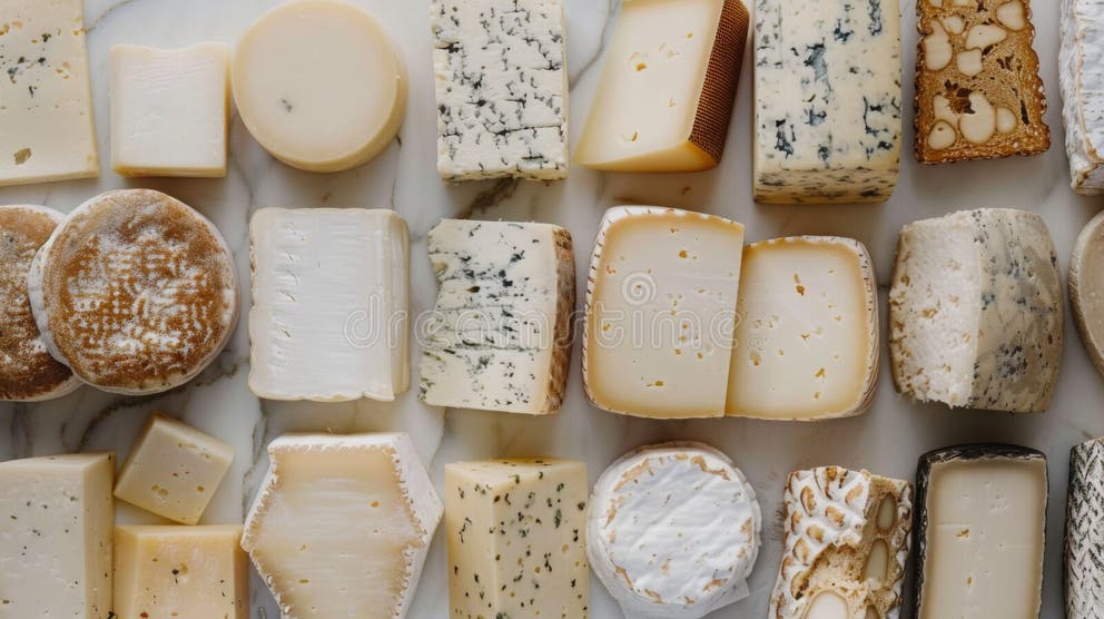 Assorted Cheese Varieties Displayed on a Table Stock Photo - Image of ...