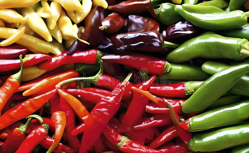 Various Types of Chilies Commonly Used for Cooking Stock Illustration ...
