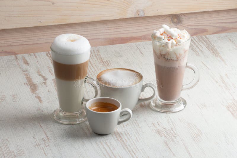 Various Types of Coffee. Latte, Cappuccino, Espresso Stock Image ...