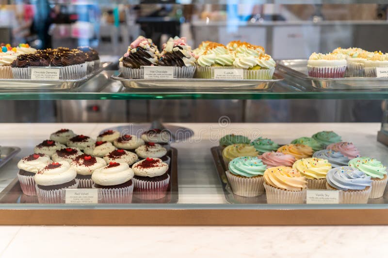 Various Types of Colorful Cup Cakes Selling in the Bakery Shop Stock ...