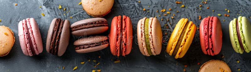 Various Types and Colors of Macarons Stock Illustration - Illustration ...