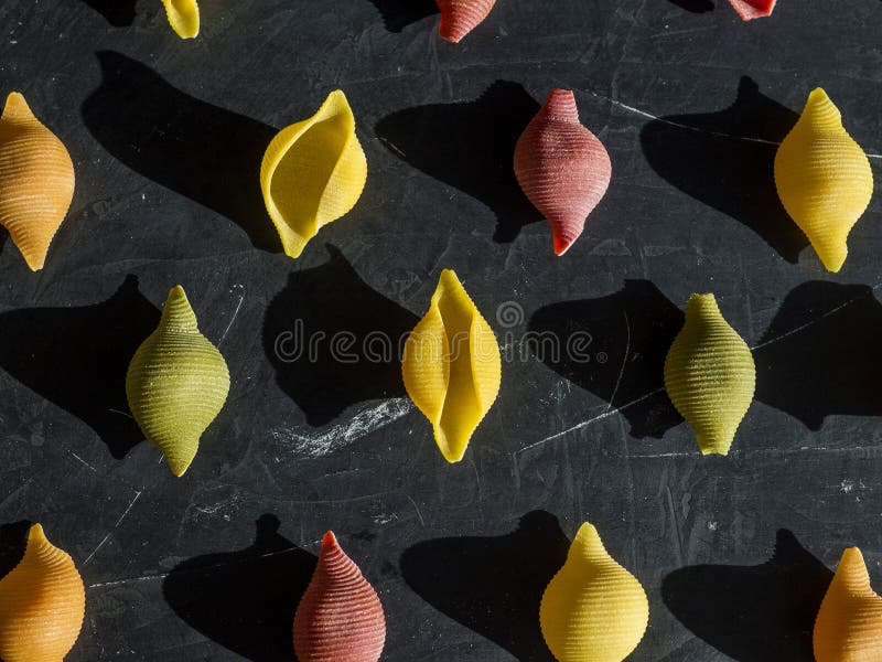 Various Types of Coloured Pasta. Stock Photo - Image of background ...