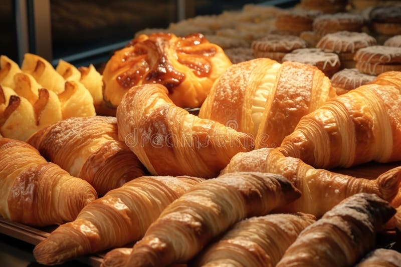 Various Types of Croissants in a Display Case. Perfect for Bakery or ...