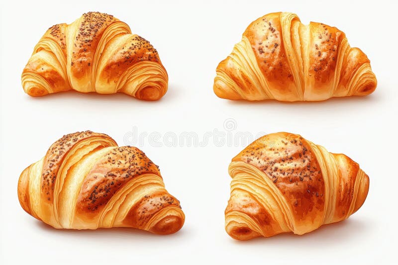 Various Types of Croissants and Pastries Displayed in an Artistic ...