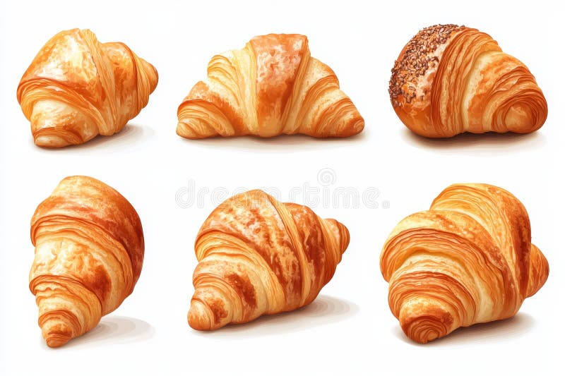 Various Types of Croissants and Pastries Displayed in an Artistic ...