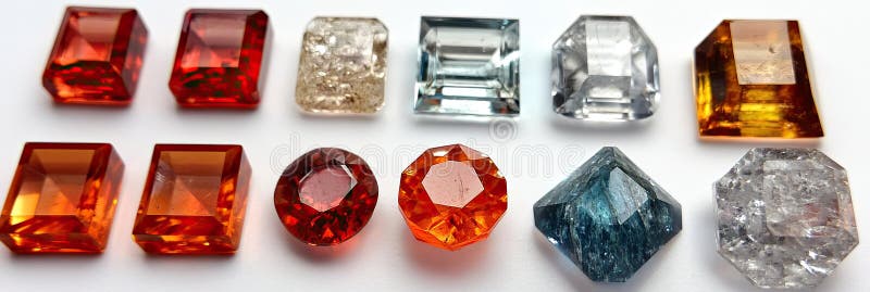 Various Types of Cut Precious Gemstones Displayed in an Organized ...