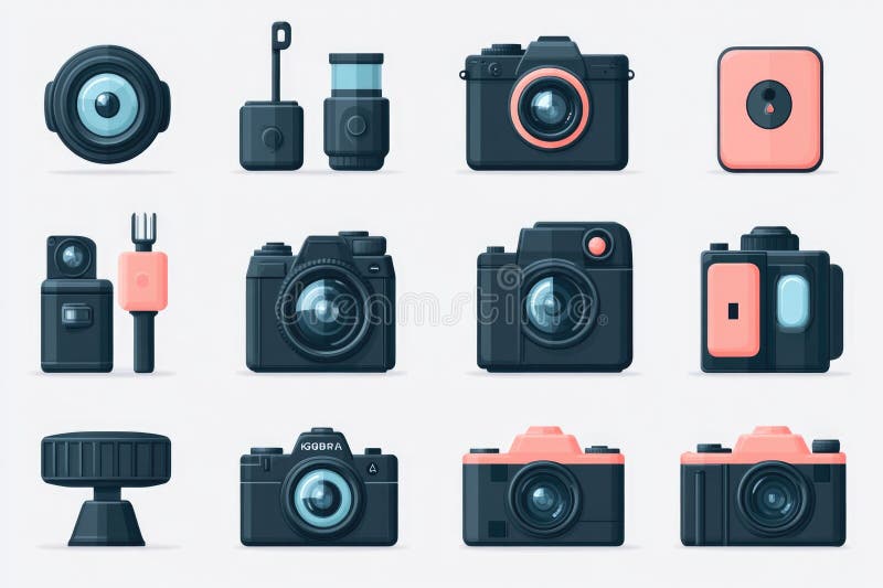 Various Types of Digital Cameras Shown on Image Stock Image - Image of ...