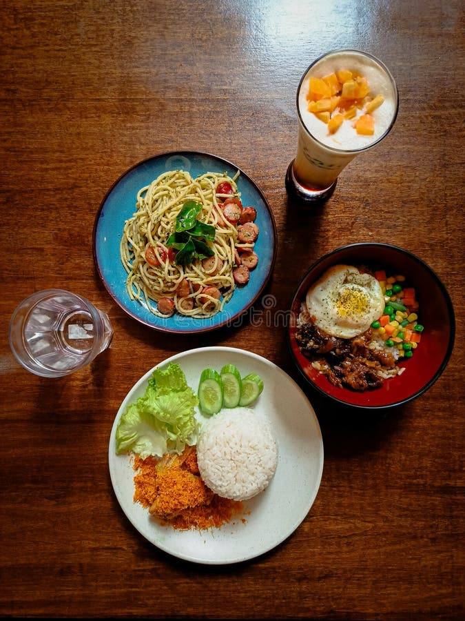 Various Types of Dishes on the Table Stock Image - Image of olio, types ...