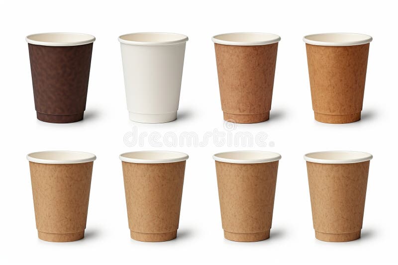 Various Types of Disposable Cups Arranged in Two Rows Showcasing ...