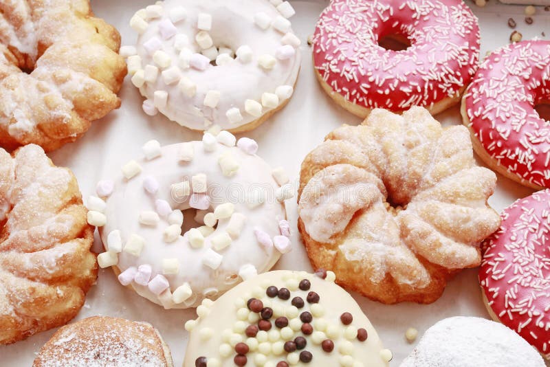 Various types of donuts stock image. Image of delicious - 228373183