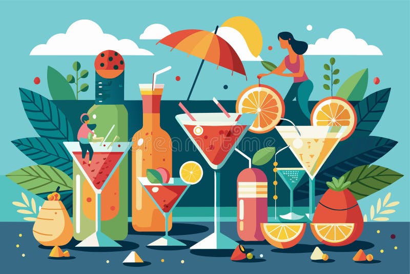 Various Types of Drinks Arranged on a Table at a Cocktail Party ...