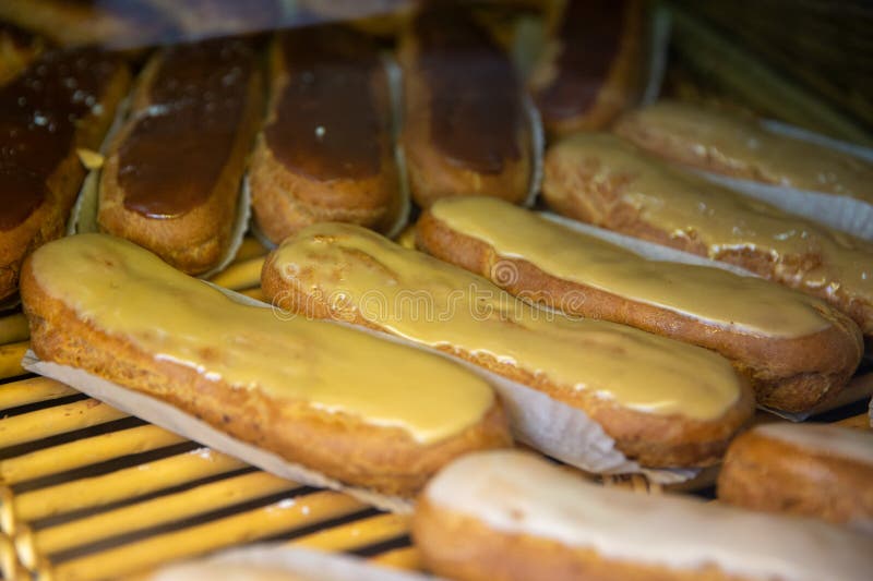 Various Types of Eclairs stock image. Image of variety - 285989703