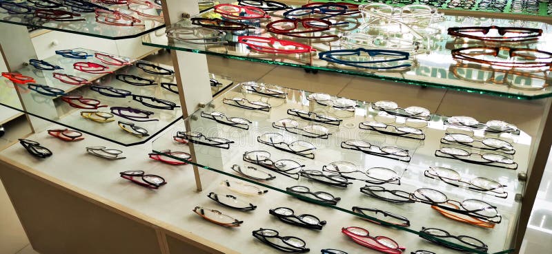 Various Types of Eyeglasses on the Show Floor. Stock Image - Image of ...