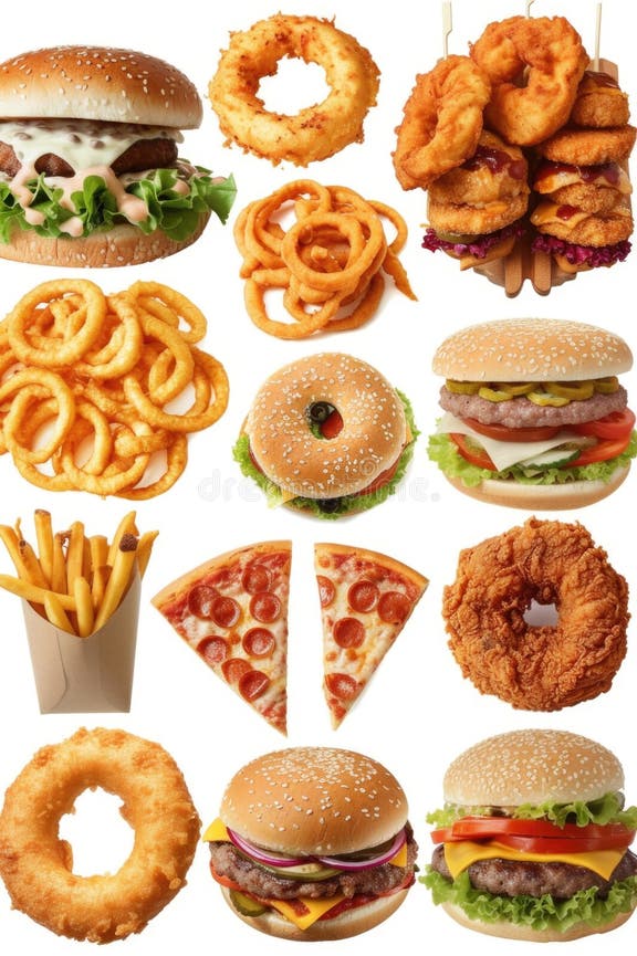 Various Types of Fast Food Items, Ideal for Food-related Projects Stock ...