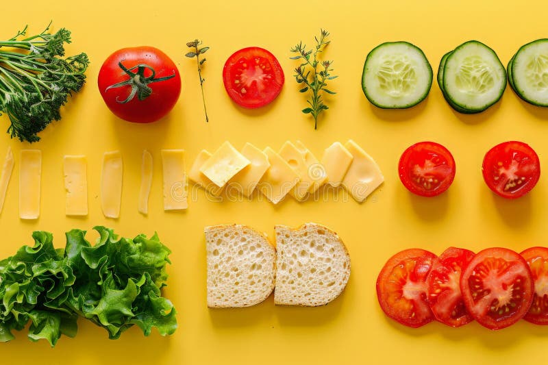 A Culinary Orchestra a Symphony of Flavors on Yellow Canvas Stock ...