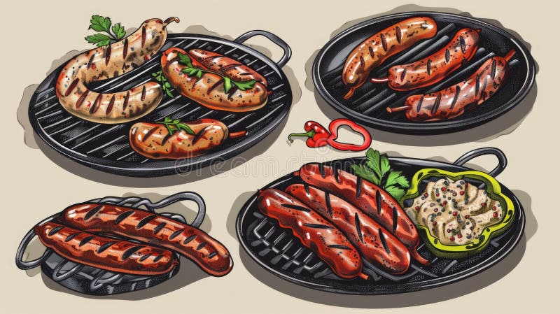 Various Types of Food Cooking on a Grill, Perfect for Summer BBQ ...