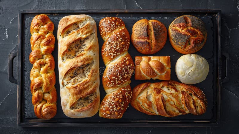 Various Types of Fresh Bread and Pastries on a Serving Tray. Ideal for ...