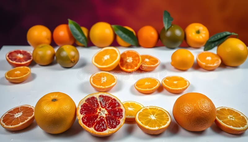 Various Types of Fresh Oranges Arranged on a White Surface Stock ...
