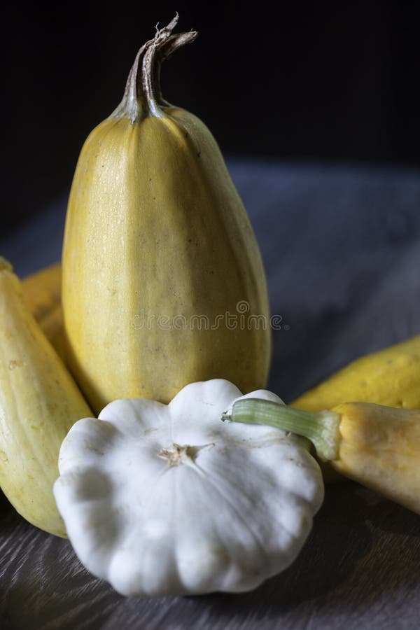 Various Types of Fresh Summer Squash. Stock Image - Image of white ...