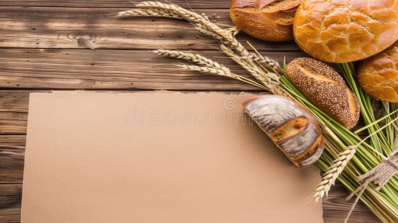 Various Types of Freshly Sliced Bread Surround a Blank Sheet of Paper ...