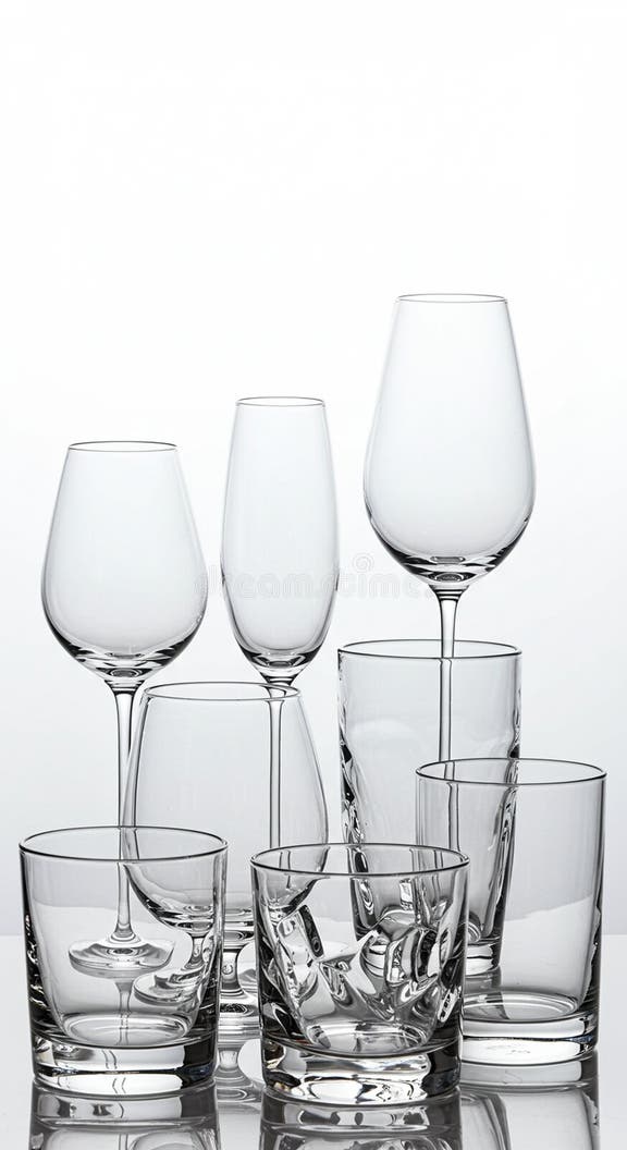 Various Types of Glassware are Arranged in a Group. the Collection ...