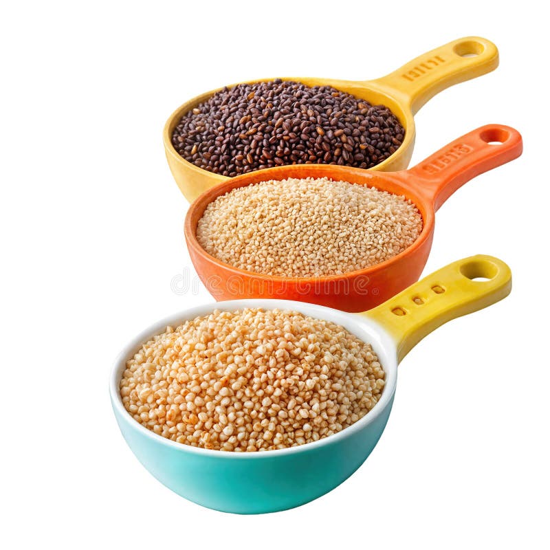 Various Types of Grains Displayed in Measuring Cups Showcasing Their ...