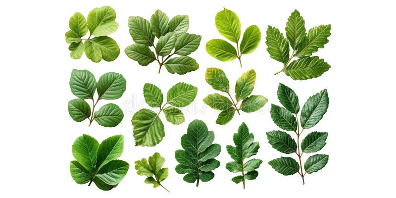 Various Types of Green Leaves Isolated on Transparent Background Stock ...