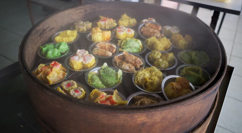 Various Types of Halal Dim Sum Getting Steamed Stock Photo - Image of ...
