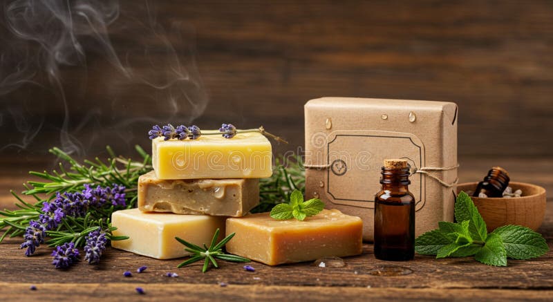 Various Types of Handmade Soap Stock Illustration - Illustration of ...