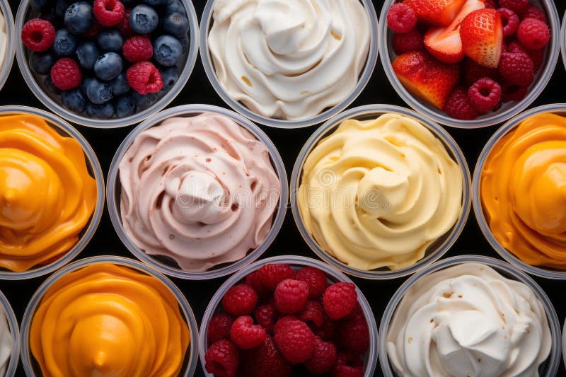 Various Types of Ice Cream in Plastic Containers Stock Illustration ...