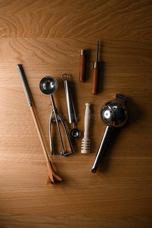 Various Types of Ice Cream Scoops and Ice Scooping Tools Stock Photo ...