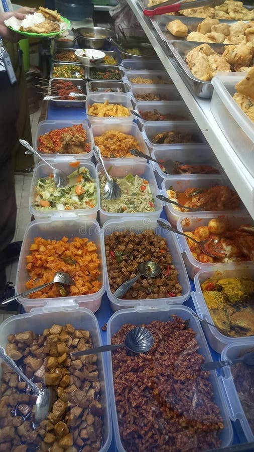 Various Types of Indonesian Food in the Canteen Stock Photo - Image of ...