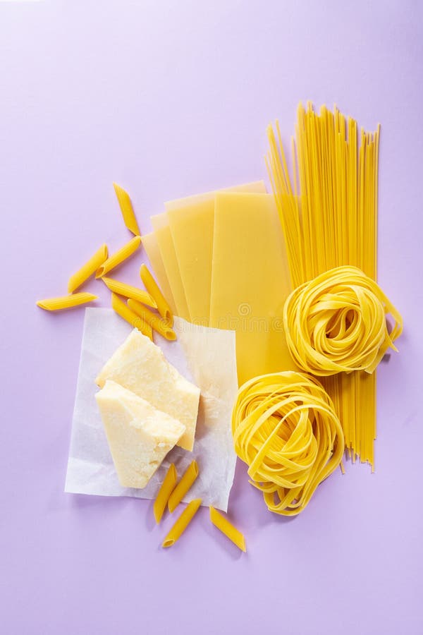 Various Types of Italian Pasta Top View Stock Photo - Image of ...