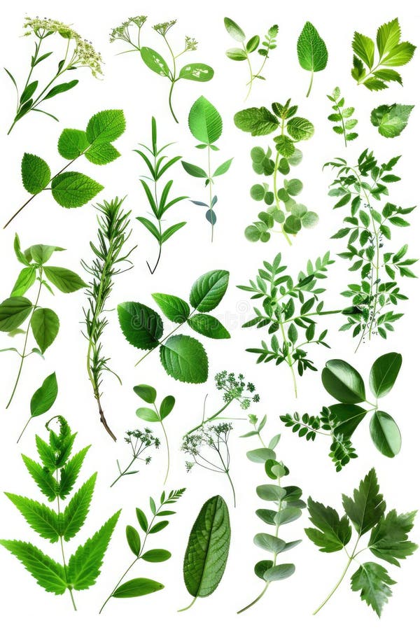 Various Types of Leaves on a Plain White Backdrop, Suitable for ...