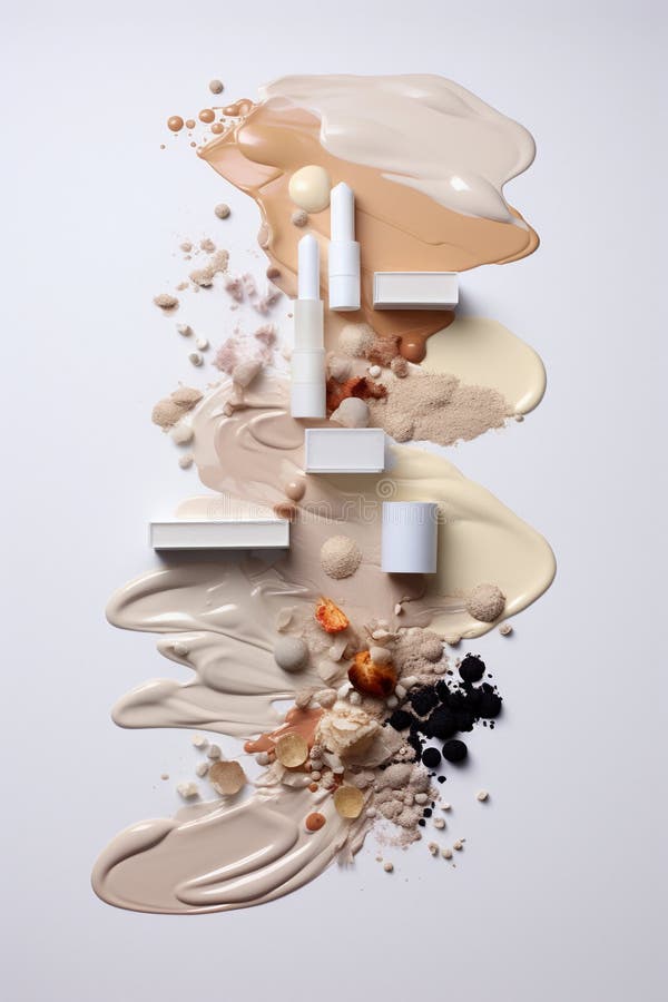 Various Types of Makeup Products on a White Surface Stock Illustration ...
