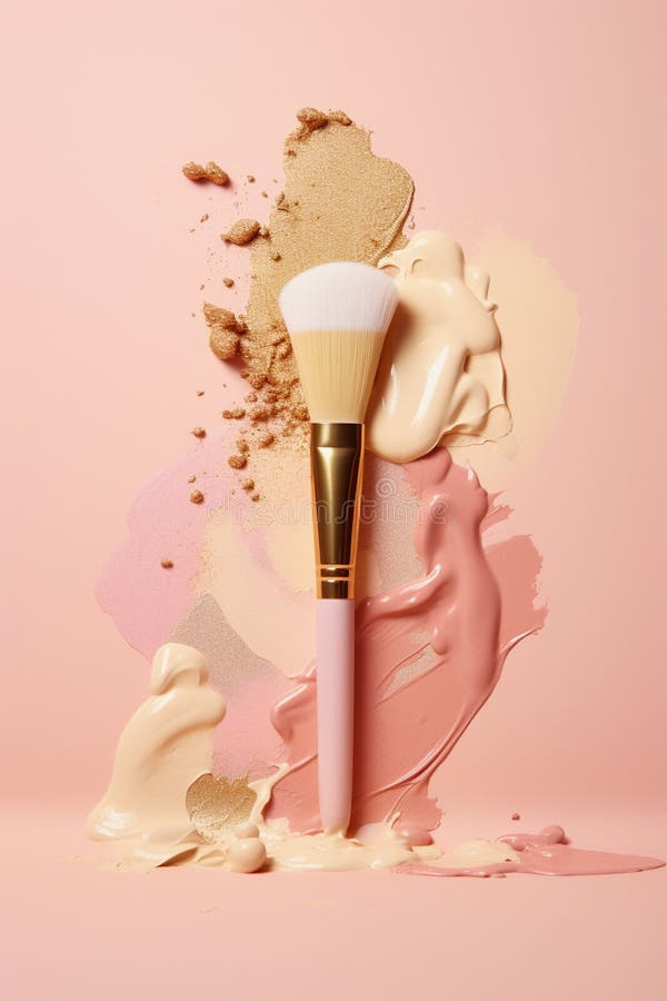 Various Types of Makeup Products on a White Surface Stock Illustration ...